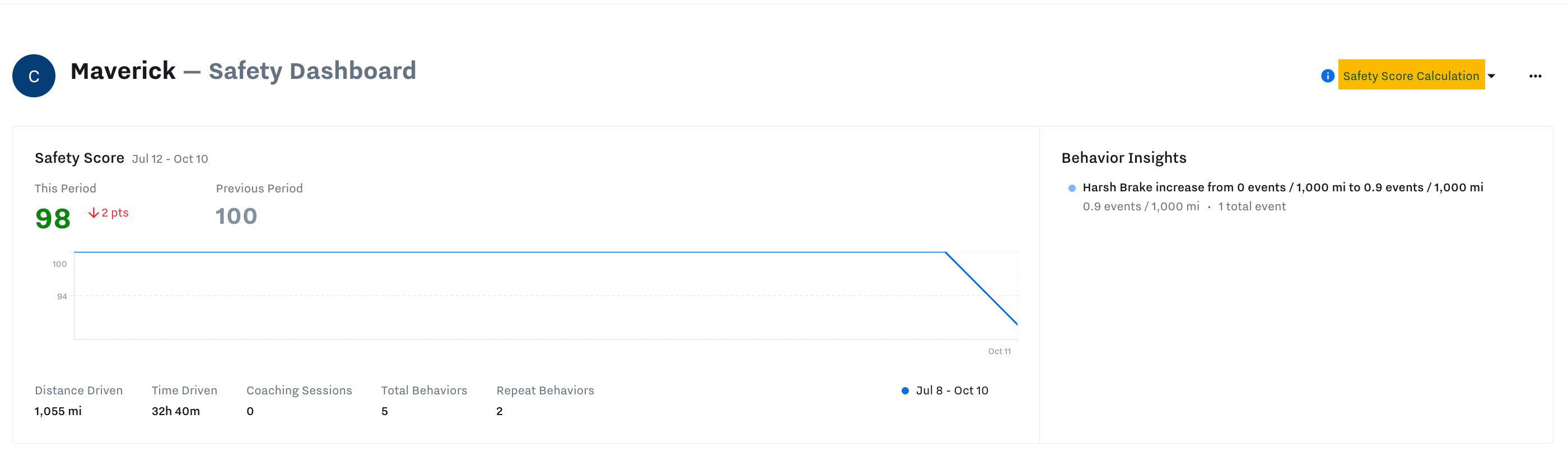 View your Safety Dashboard from the Driver Portal – Samsara Support