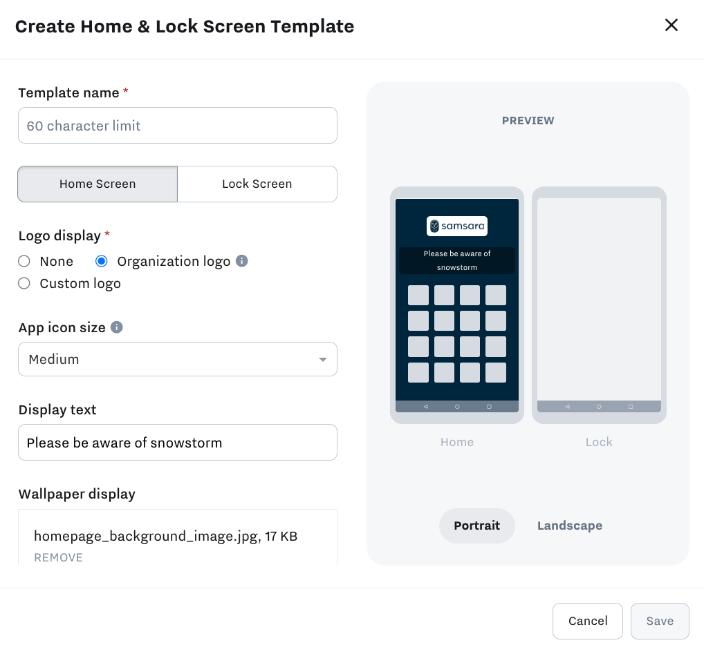Configure a Device Home Screen Template – Samsara Support