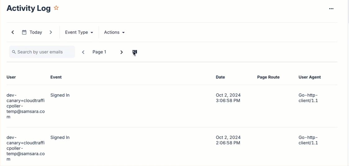 Dashboard Activity Log – Samsara Help Center