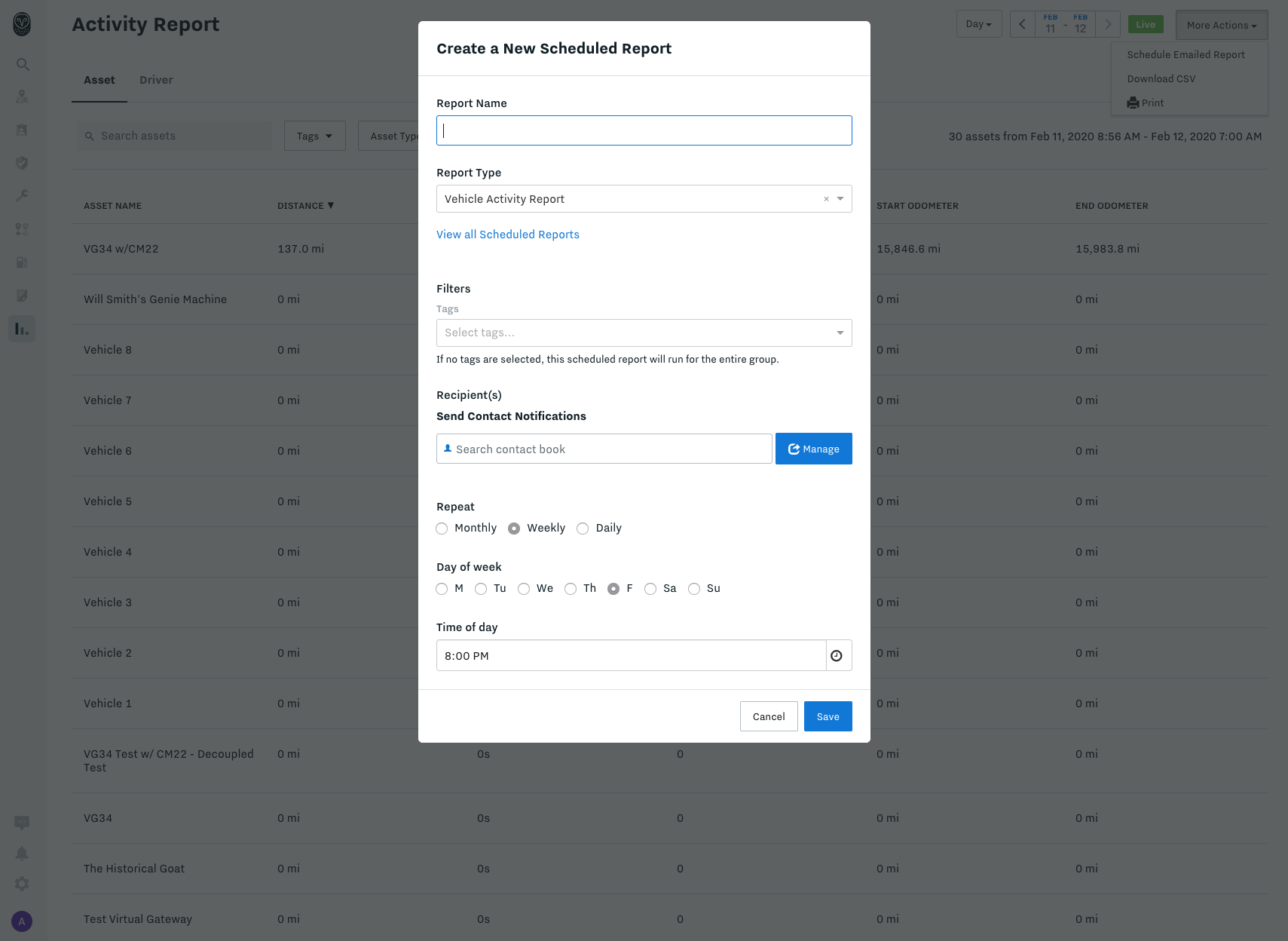 Creating and Configuring Scheduled Reports – Samsara Support