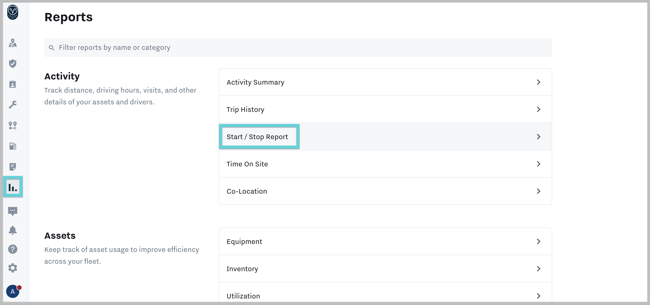 Start-Stop Report – Samsara Support