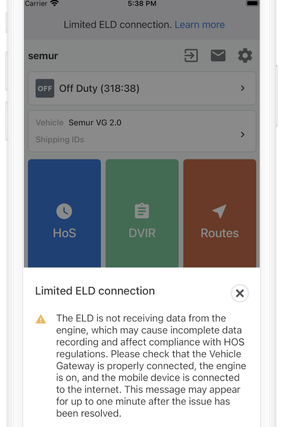 Limited ELD Connection – Samsara Support